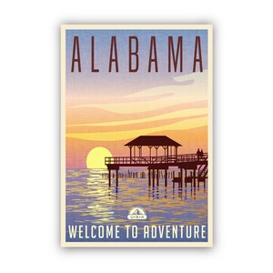 Retro Style Travel Poster, Alabama Vintage Rustic Poster Print, Home ...
