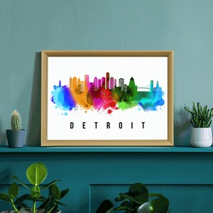 Detroit - Michigan Skyline Poster, Detroit Cityscape Painting, Detroit ...