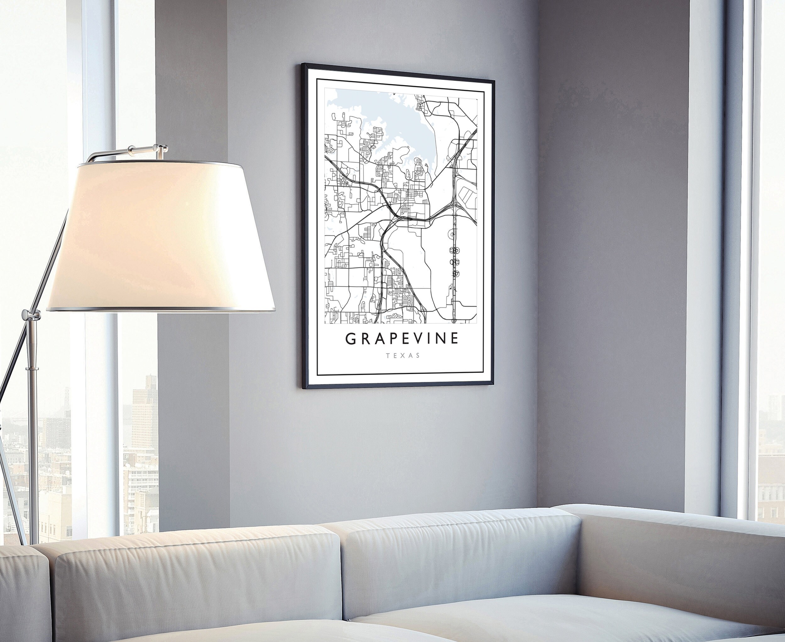 Grapevine Texas City Map, Texas City Road Map Poster, City Street Map ...