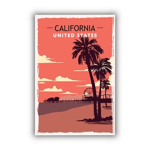 Retro Style Travel Poster, California Vintage State Poster Printing ...