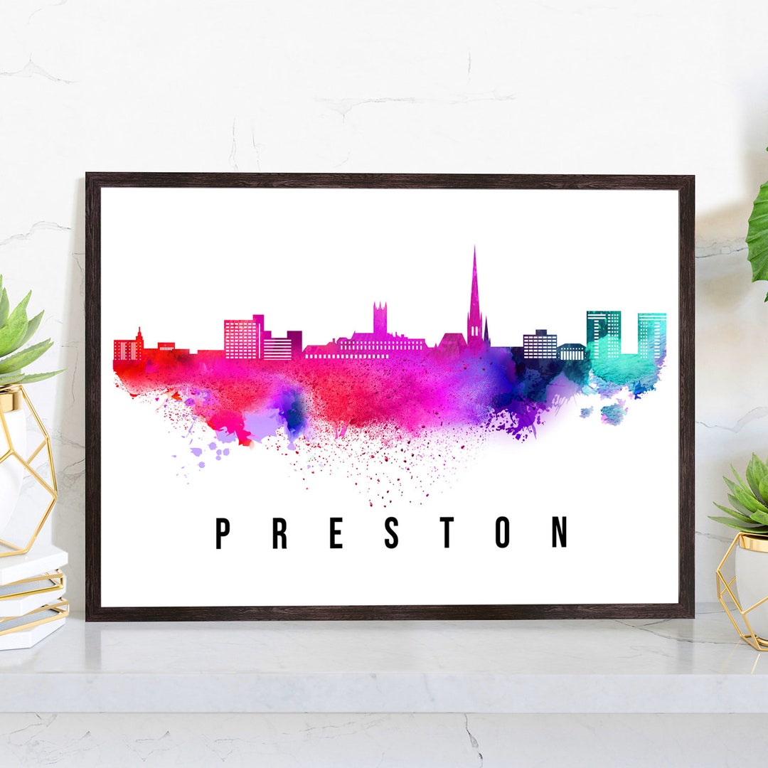 Preston England Poster, Skyline Poster Cityscape Poster, Landmark City ...