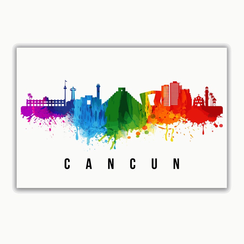 CANCUN, MEXICO Poster, Skyline Poster Cityscape Landmark, Cancun City ...