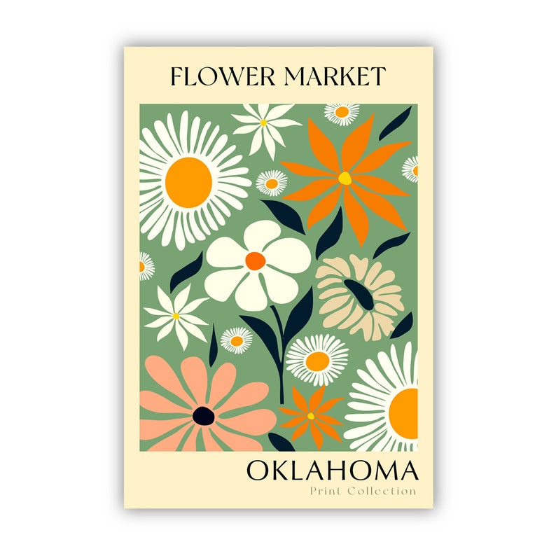 Oklahoma State Flower Print, USA States Poster, Oklahoma Flower Market ...