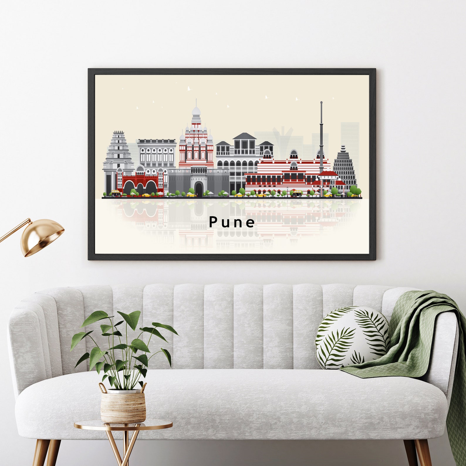 PUNE INDIA Illustration Skyline Poster Modern Skyline - Etsy