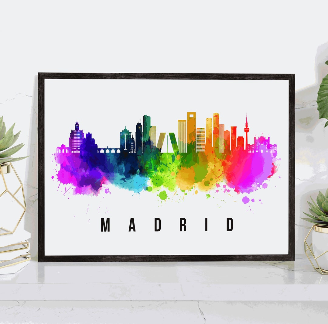 MADRID - SPAIN Poster, Skyline Poster Cityscape and Landmark Madrid ...