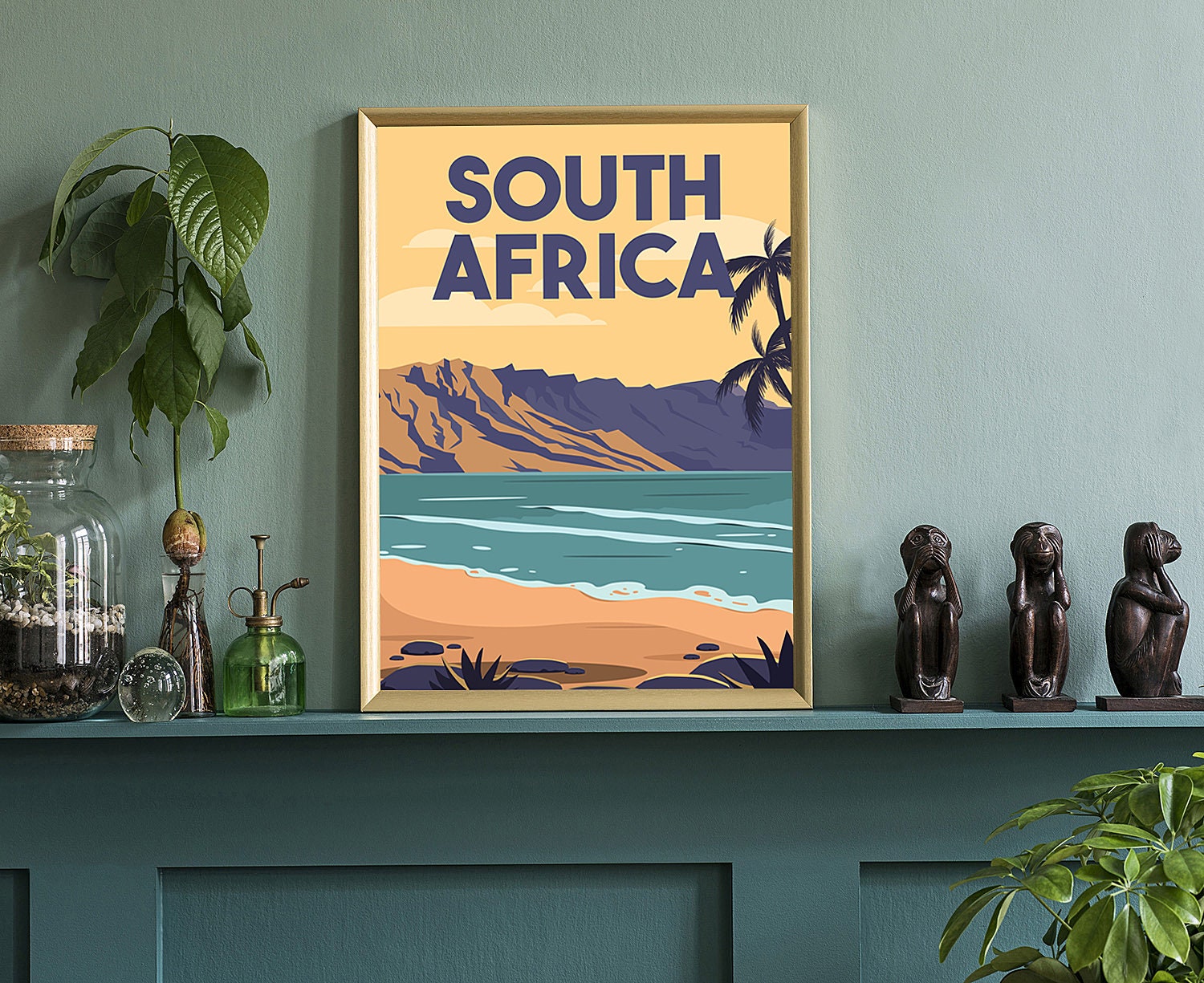 Retro Style Travel Poster, South Africa Vintage Rustic Poster Print ...