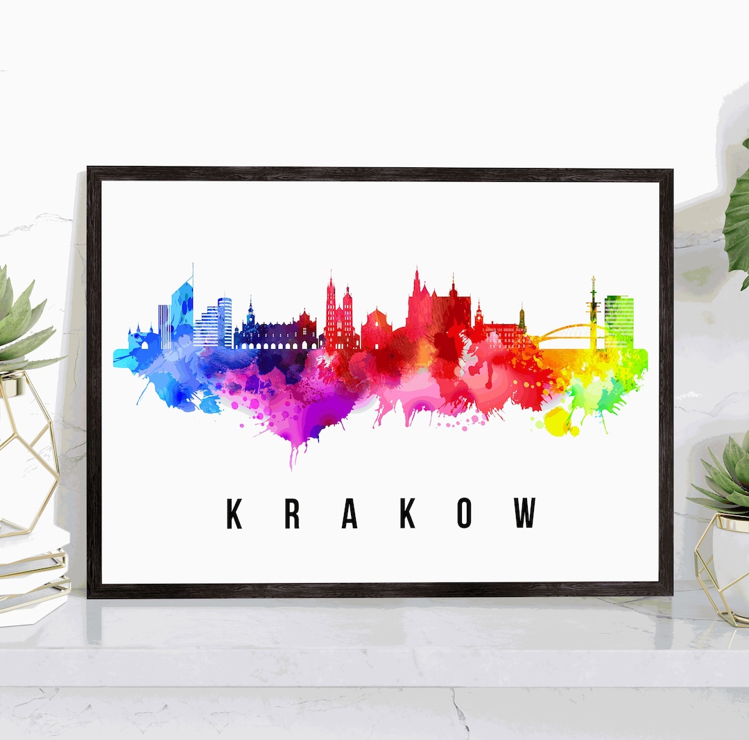 KRAKOW - POLAND Poster, Skyline Poster Cityscape and Landmark Krakow ...