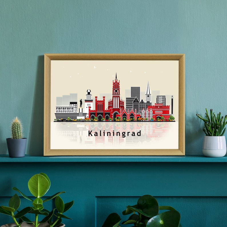 KALININGRAD RUSSIA Illustration Skyline Poster, Modern Skyline ...