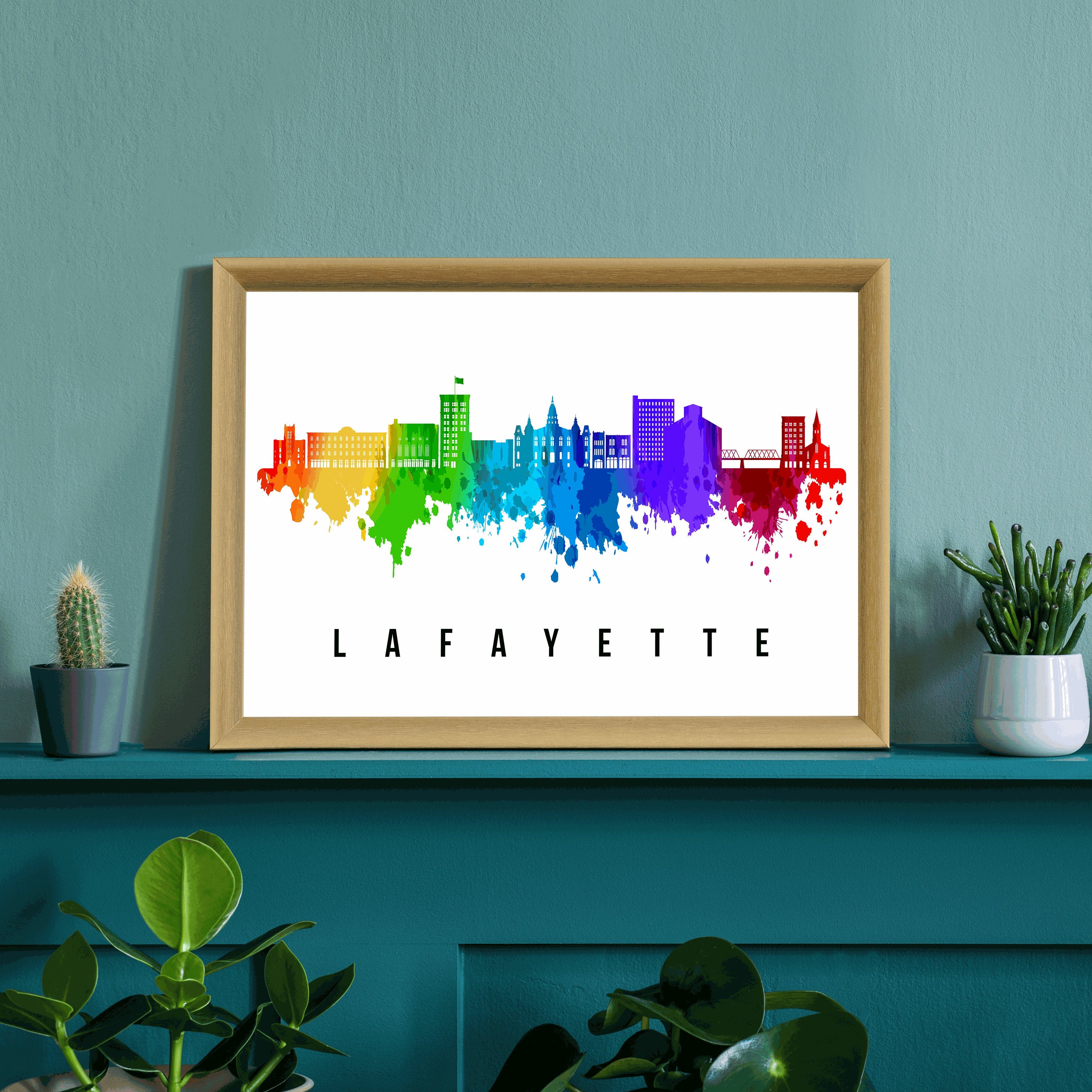 Lafayette Skyline Lousiana Poster Lousiana Cityscape - Etsy