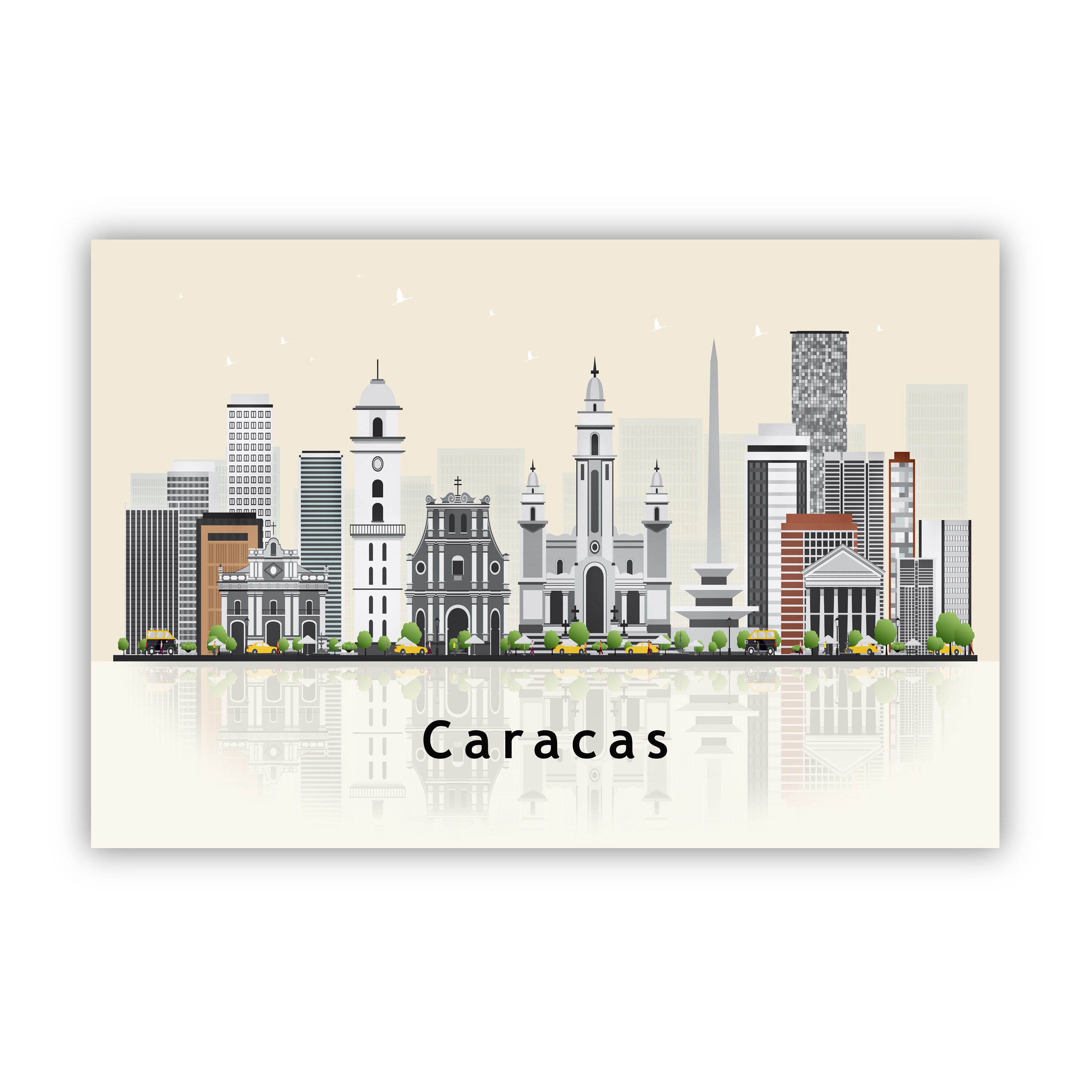 CARACAS VENEZUELA Illustration Skyline Poster, Modern Skyline Cityscape ...