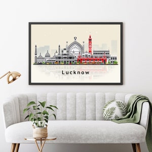 LUCKNOW INDIA Illustration Skyline Poster, Modern Skyline Cityscape ...
