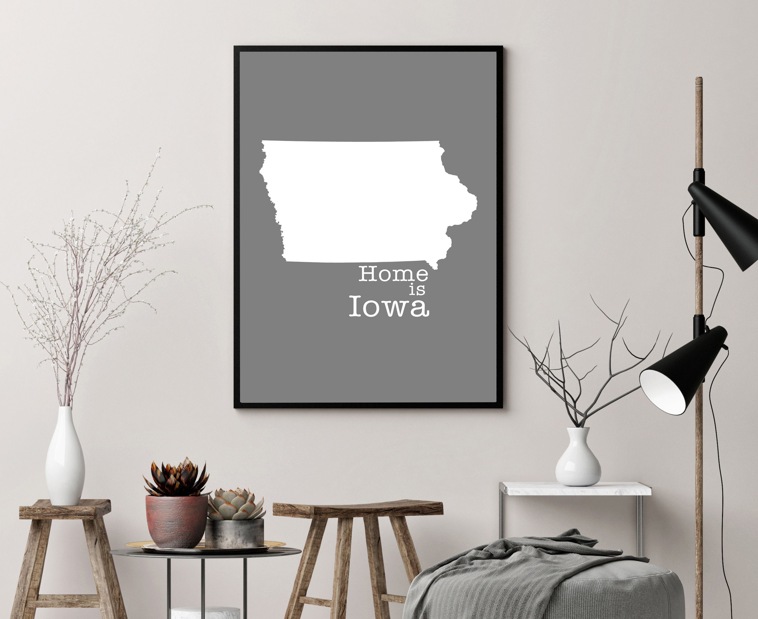 Iowa Map Wall Art Iowa Map Poster Print City Map Wall Decor | Etsy