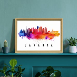 JAKARTA INDONESIA Poster, Skyline Poster Cityscape and Landmark Print ...
