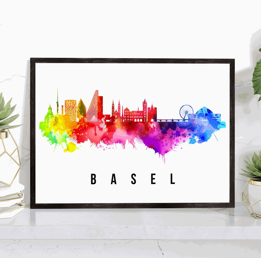 BASEL - SWITZERLAND Poster, Skyline Poster Cityscape and Landmark Basel ...