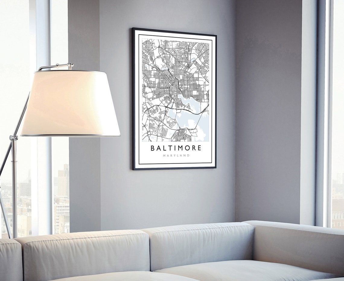 Baltimore Map Baltimore City Road Map Poster Baltimore - Etsy