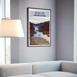 Retro Style Travel Poster, Ohio Vintage Rustic Poster Print, Home Wall ...
