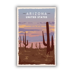 Retro Travel Poster, Arizona Vintage State Poster Print, Home Wall Art ...