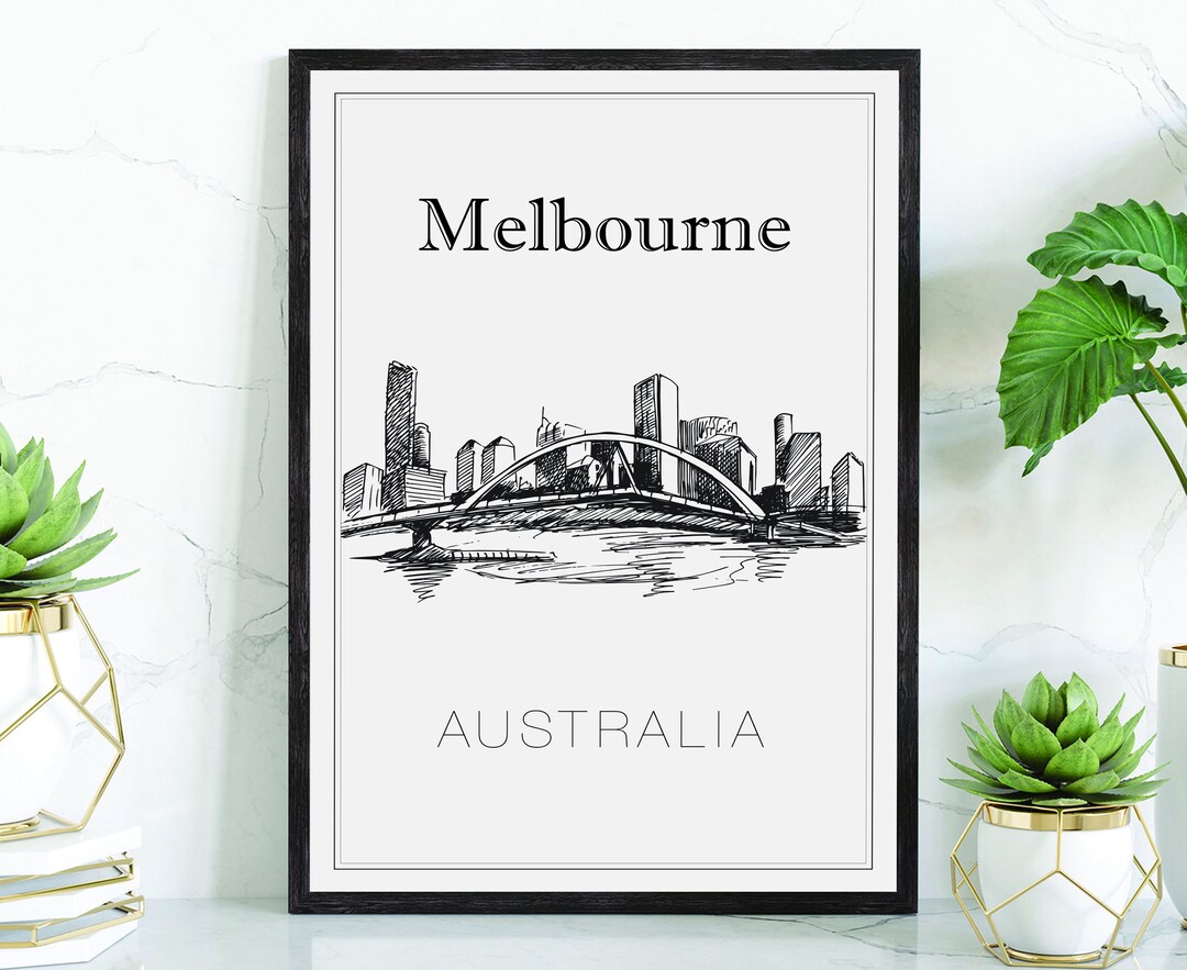 Hand-drawn Poster, Melbourne Travel Poster, Melbourne Posters, Office ...