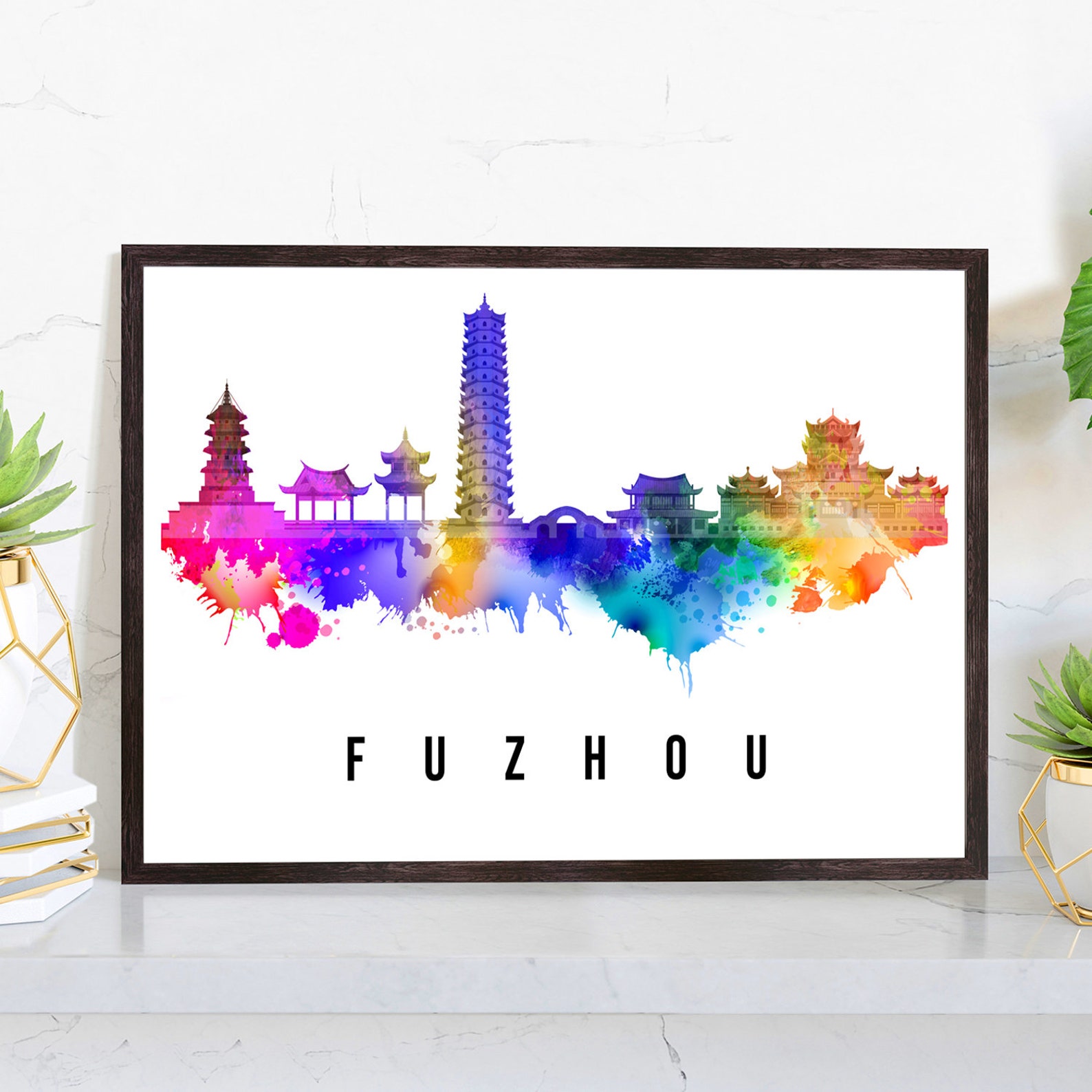Pera Print Fuzhou China Skyline Poster, Fuzhou China Poster ...