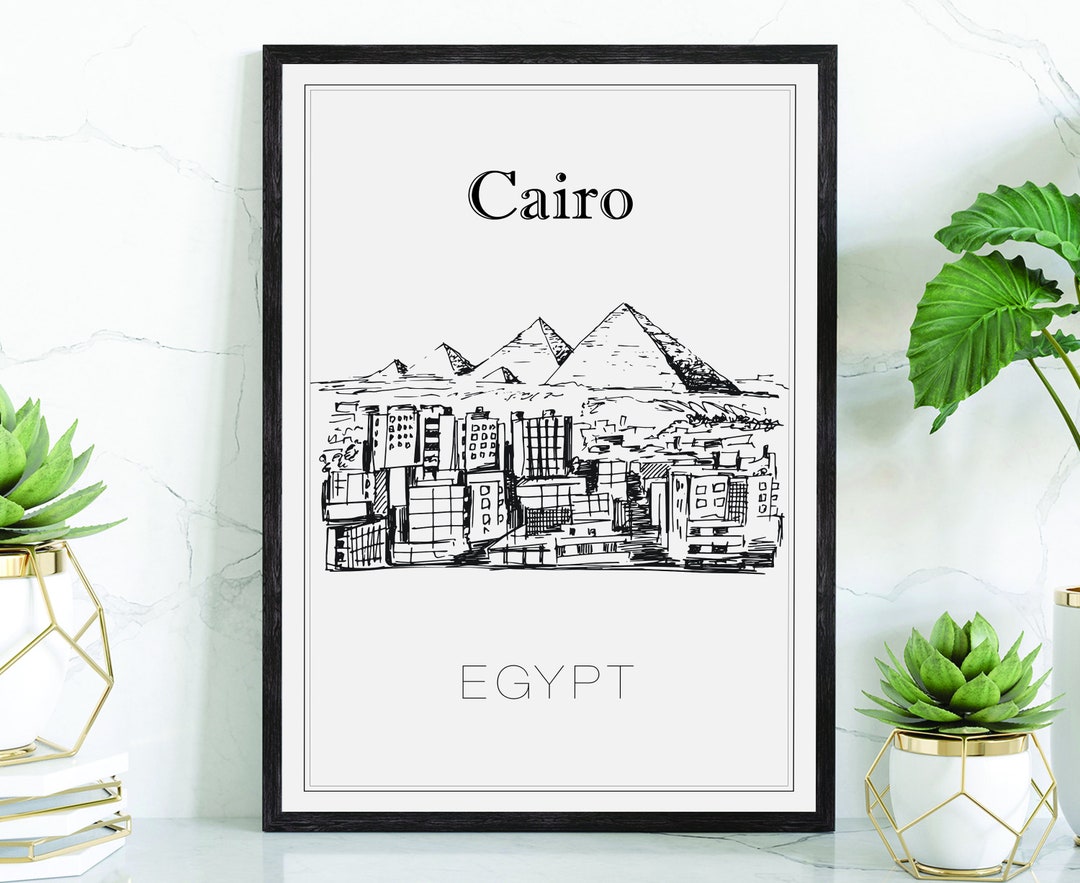 Hand Drawn Poster, Cairo Travel Poster, Egypt Poster Wall Art, Cairo ...