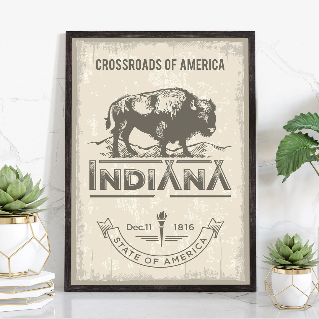 Indiana State Symbol Poster, Indiana State Poster Print, Indiana State ...