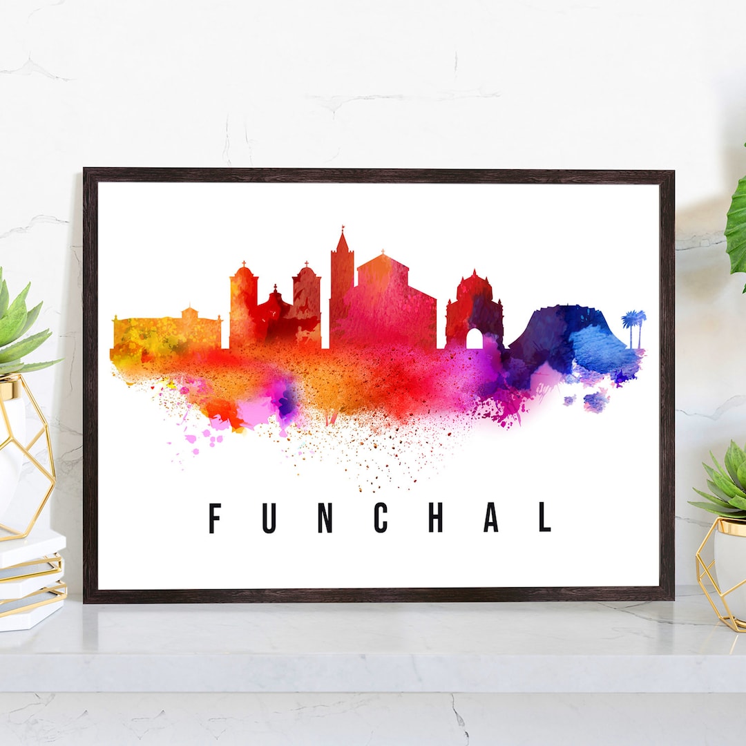Funchal Portugal Poster, Skyline Poster Cityscape Poster, Portugal ...