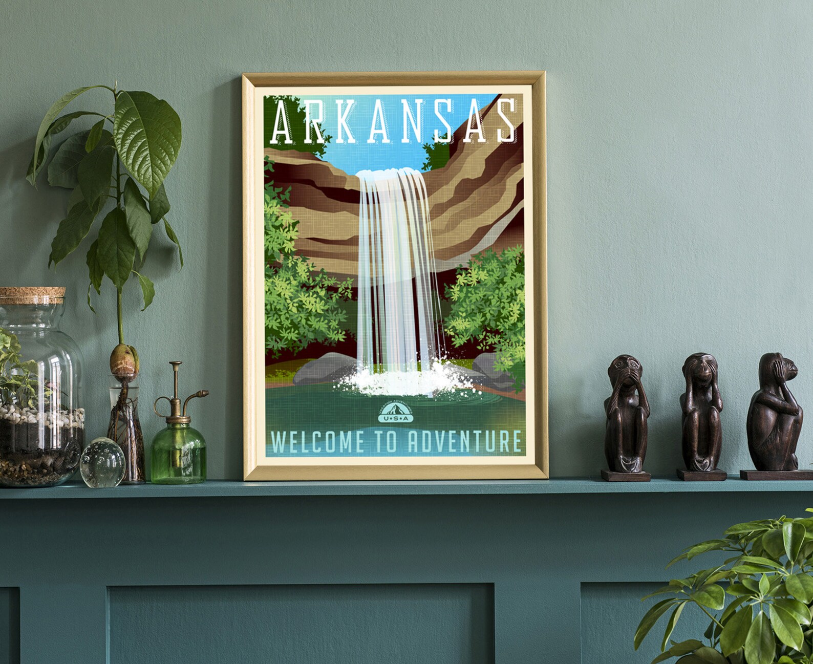 Retro Style Travel Poster, Arkansas Vintage Rustic Poster Print, Home ...