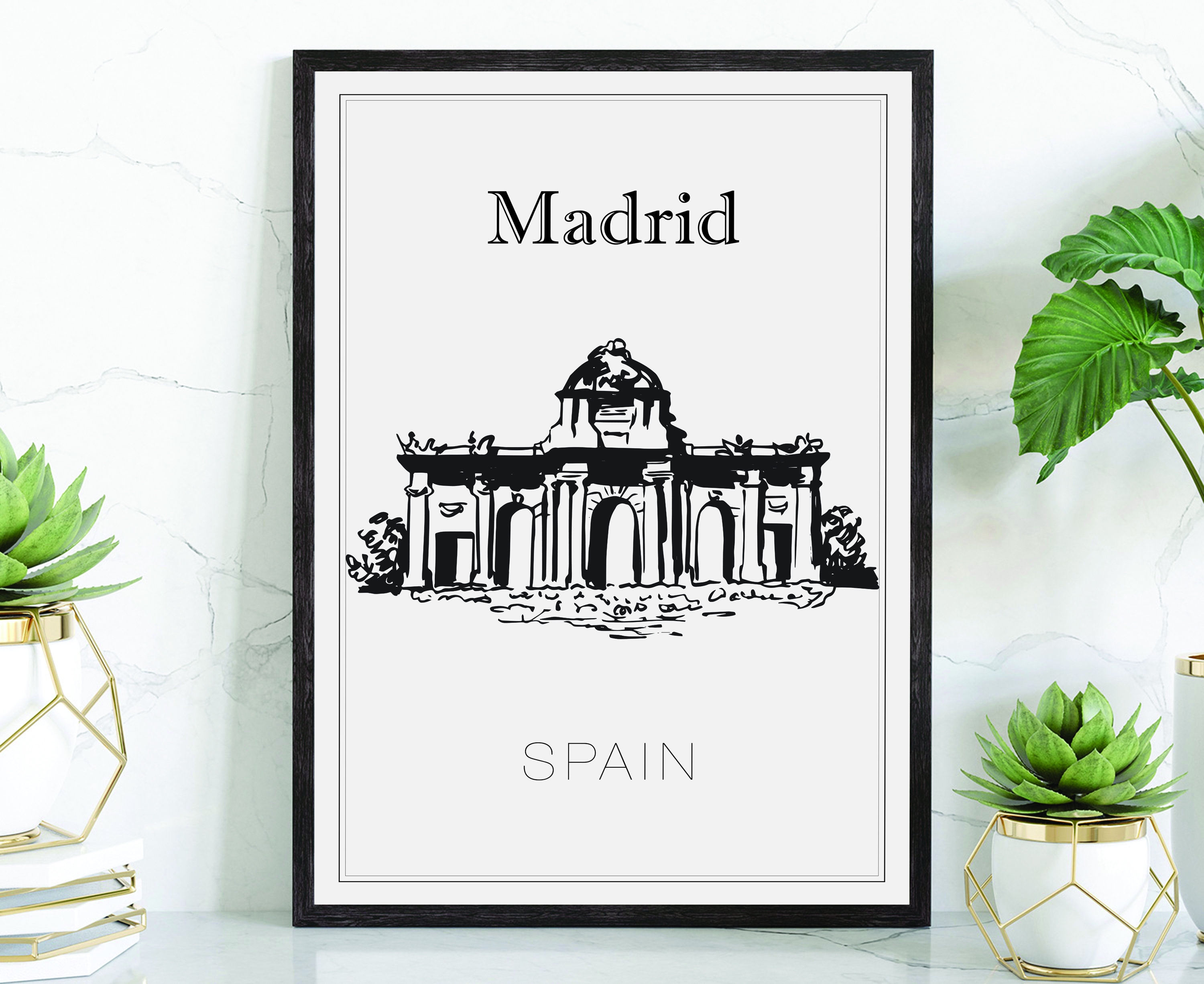 Hand Drawn Poster, Madrid Travel Poster, Spain Madrid Poster Wall Art ...