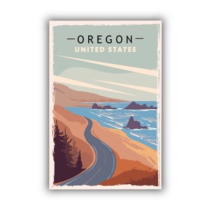 Retro Style Travel Poster, Oregon Vintage Rustic Poster Print, Home ...