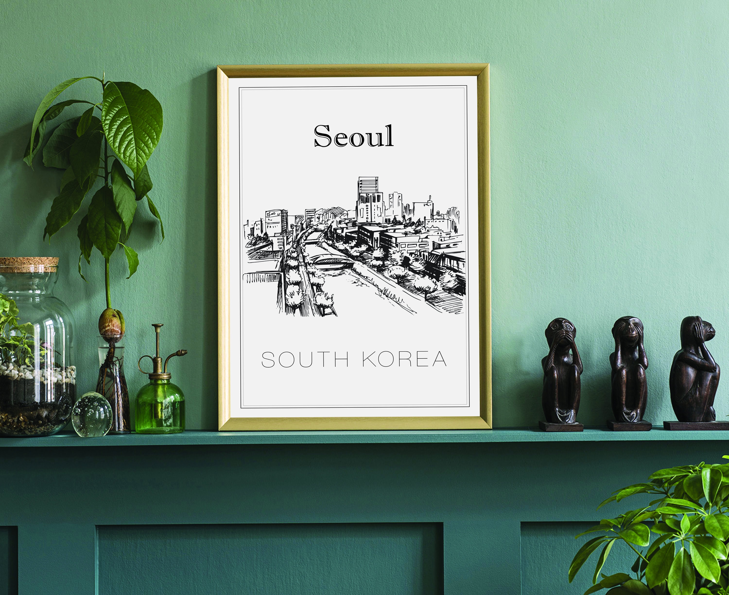 Hand Drawn Poster South Korea Travel Poster Seoul Poster | Etsy