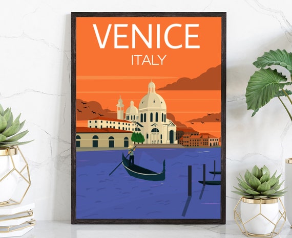 VENICE TRAVEL POSTER Venice Cityscape and Landmark Poster - Etsy