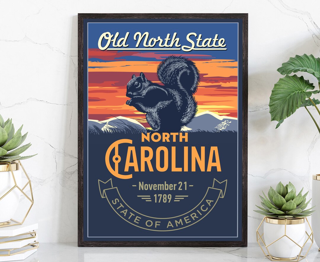 United States Poster, North Carolina State Poster Print, North Carolina ...