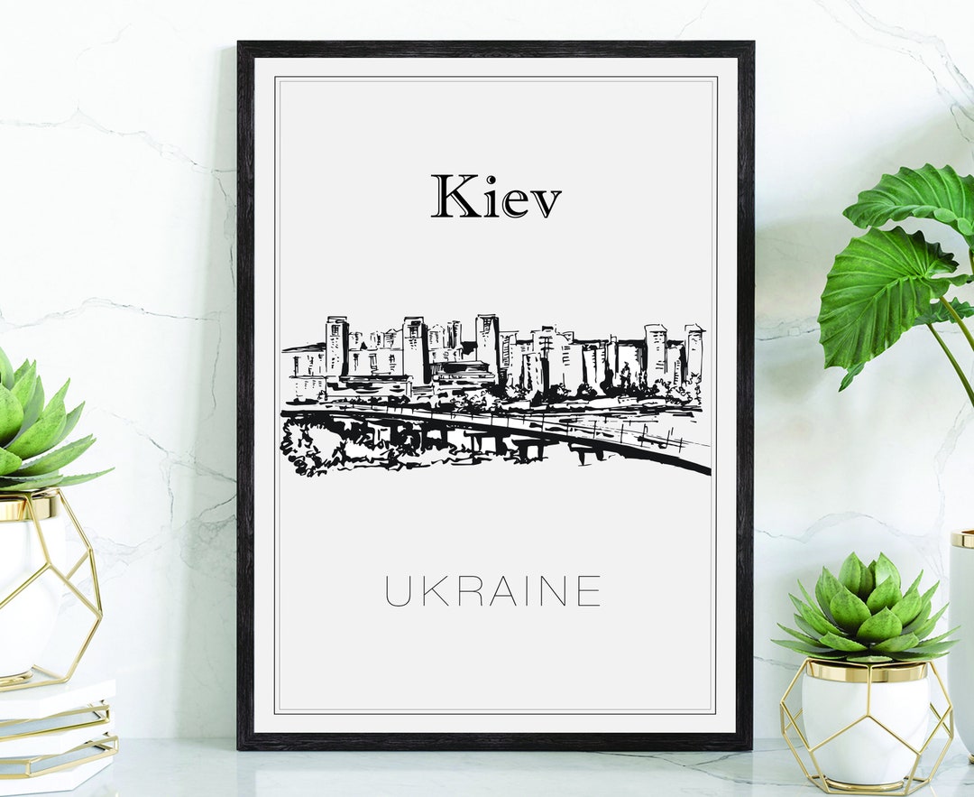 Hand Drawn Poster, Kiev Travel Poster, Ukraine Kiev Poster Wall Art ...
