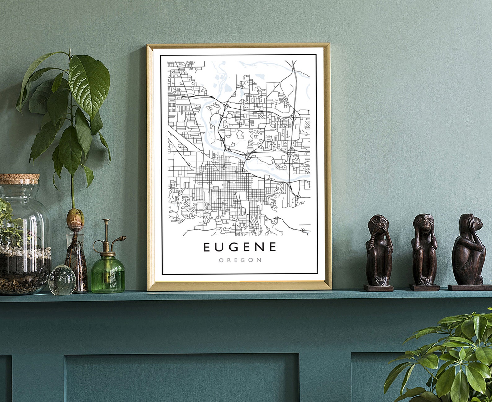 Eugene Oregon City Map Eugene City Road Map Poster City - Etsy
