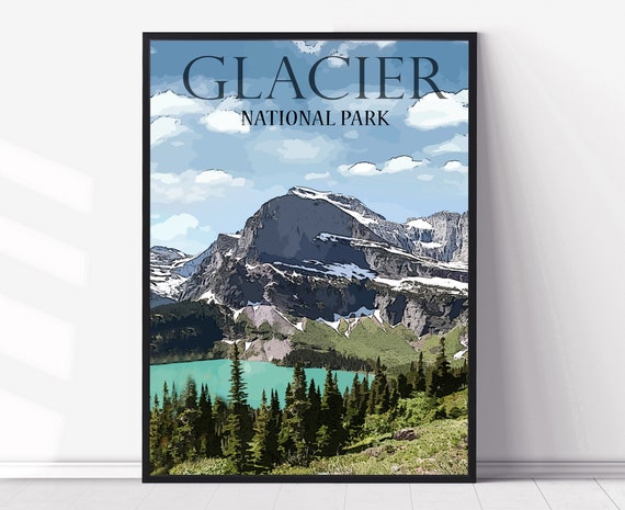 Vintage Glacier National Park Travel Poster Glacier National | Etsy