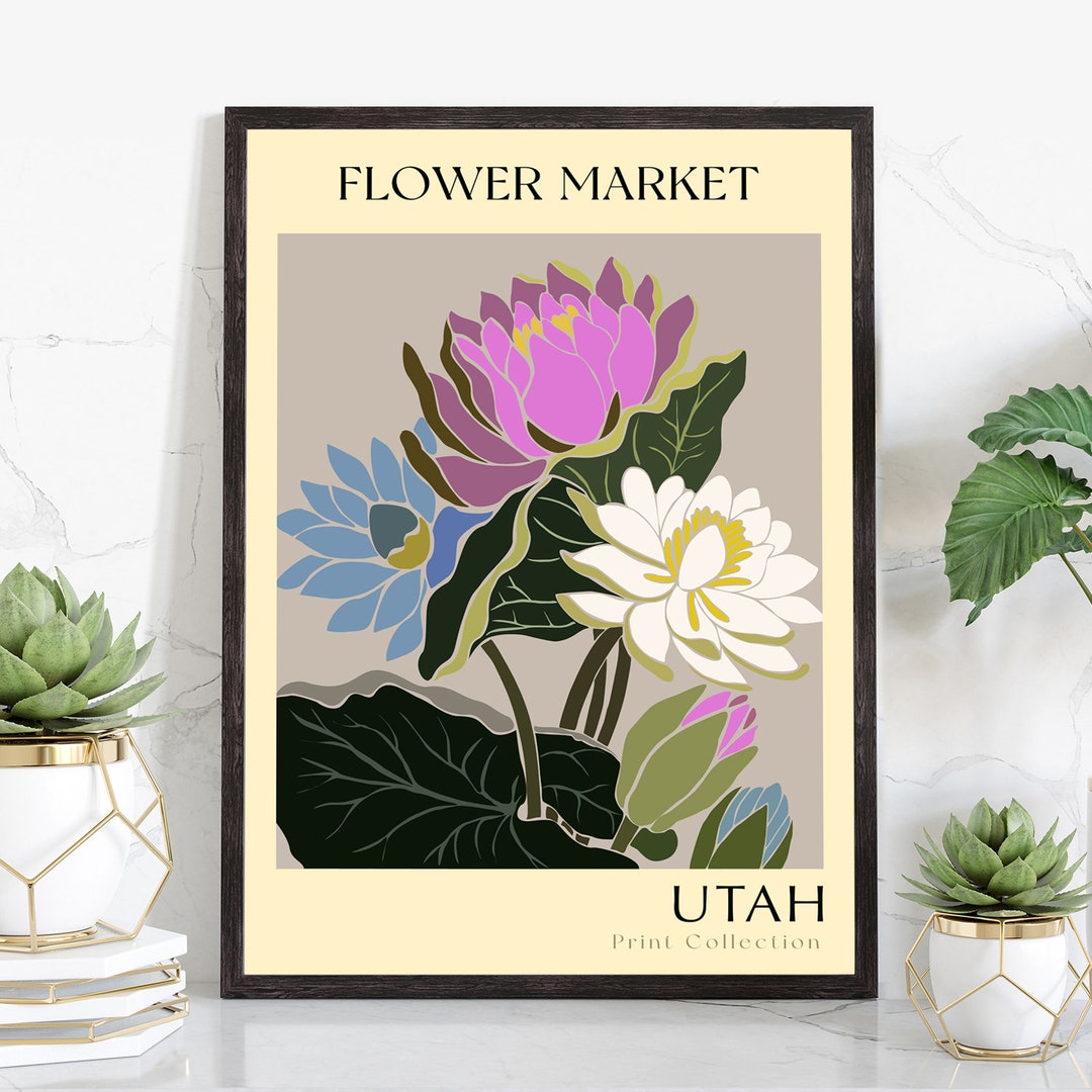 Utah State Flower Print, USA States Poster, Utah Flower Market Poster ...