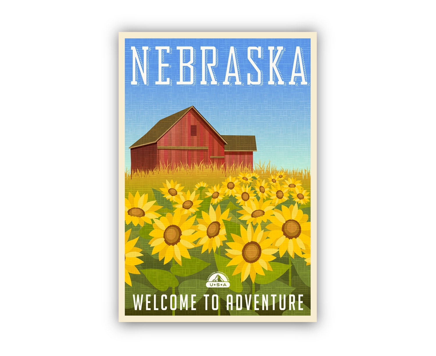 Retro Style Travel Poster,nebraska Vintage Rustic Poster Print, Home ...