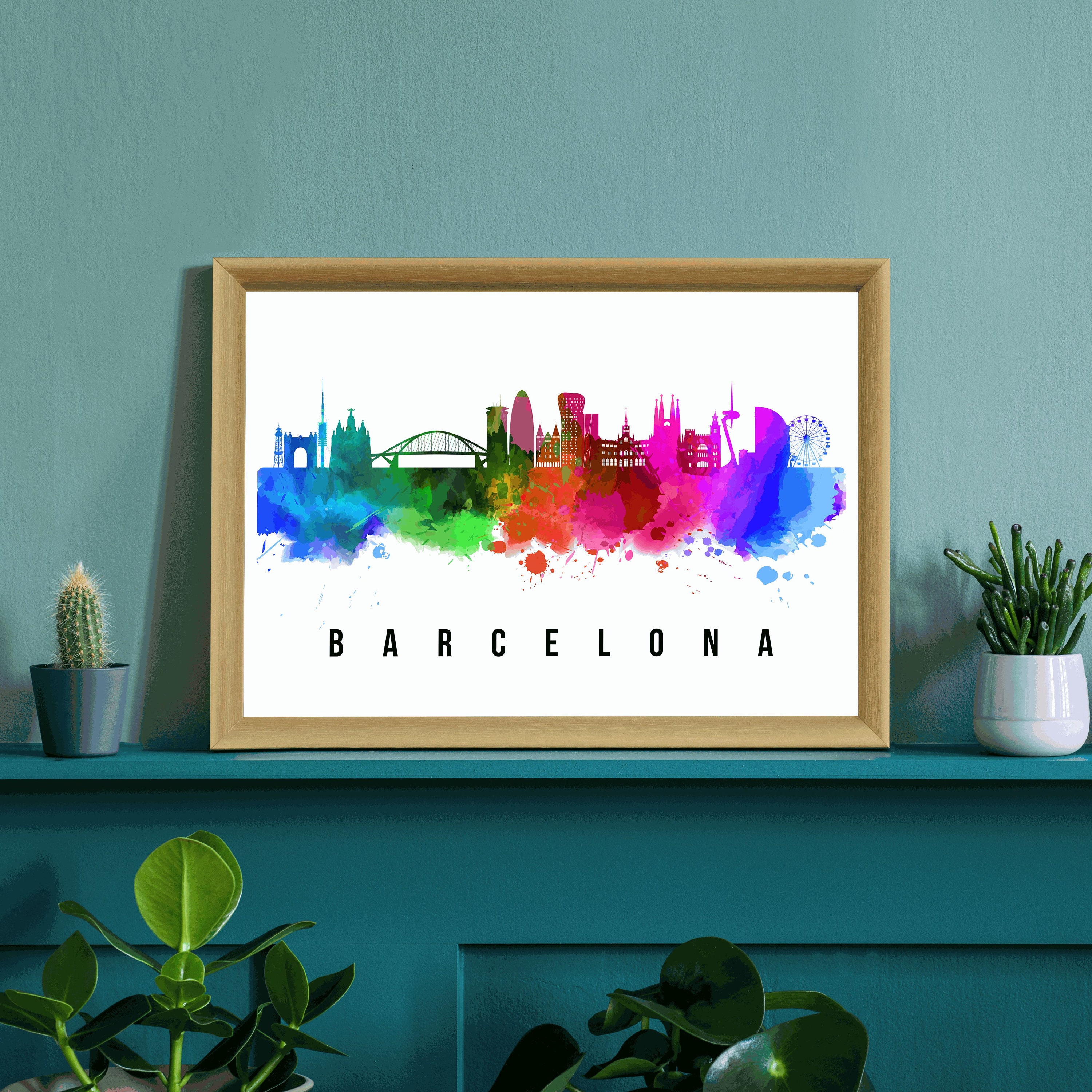 BARCELONA SPAIN Poster Skyline Poster Cityscape and - Etsy