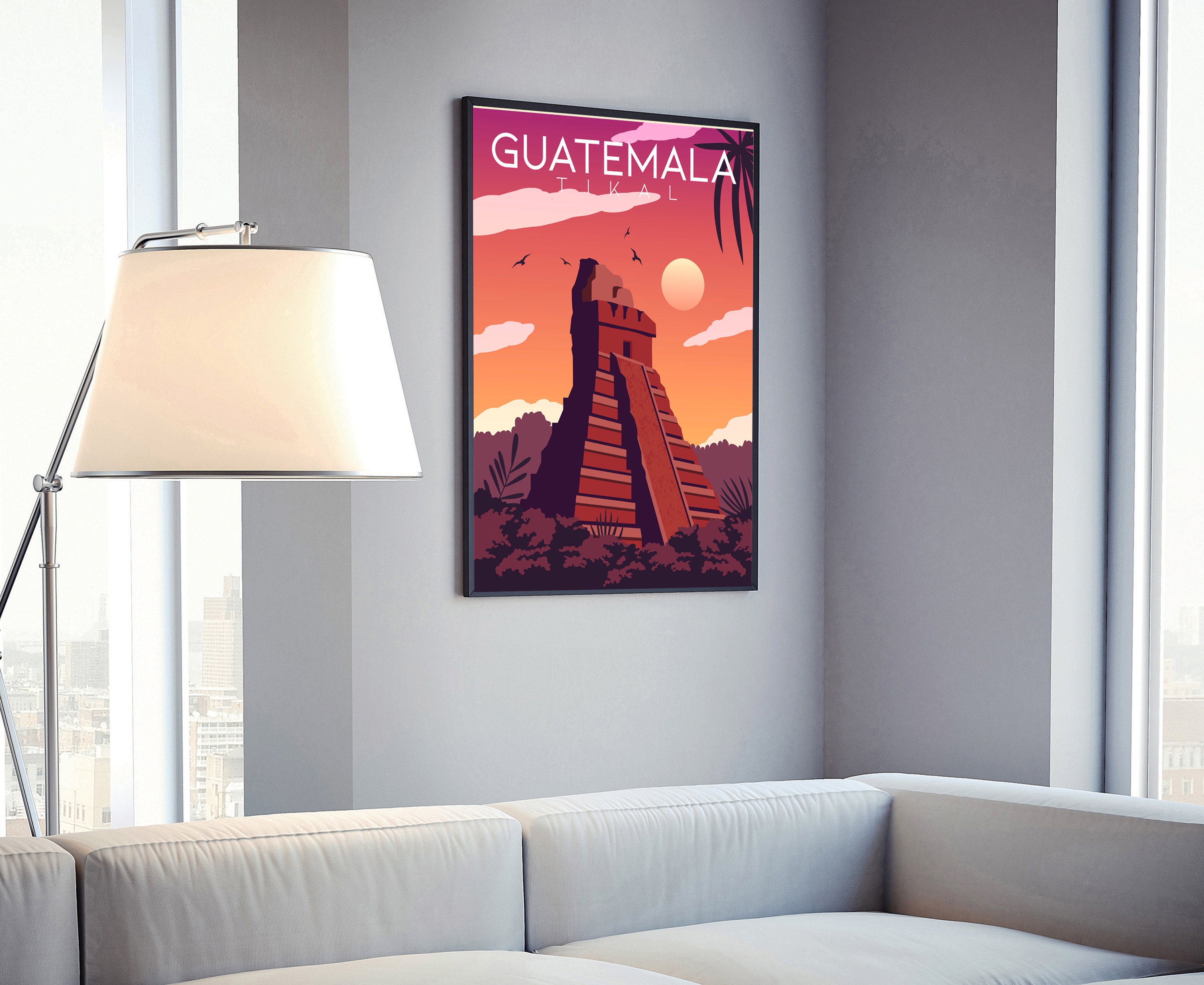 GUATEMALA Travel Poster GUATEMALA TIKAL Cityscape and - Etsy