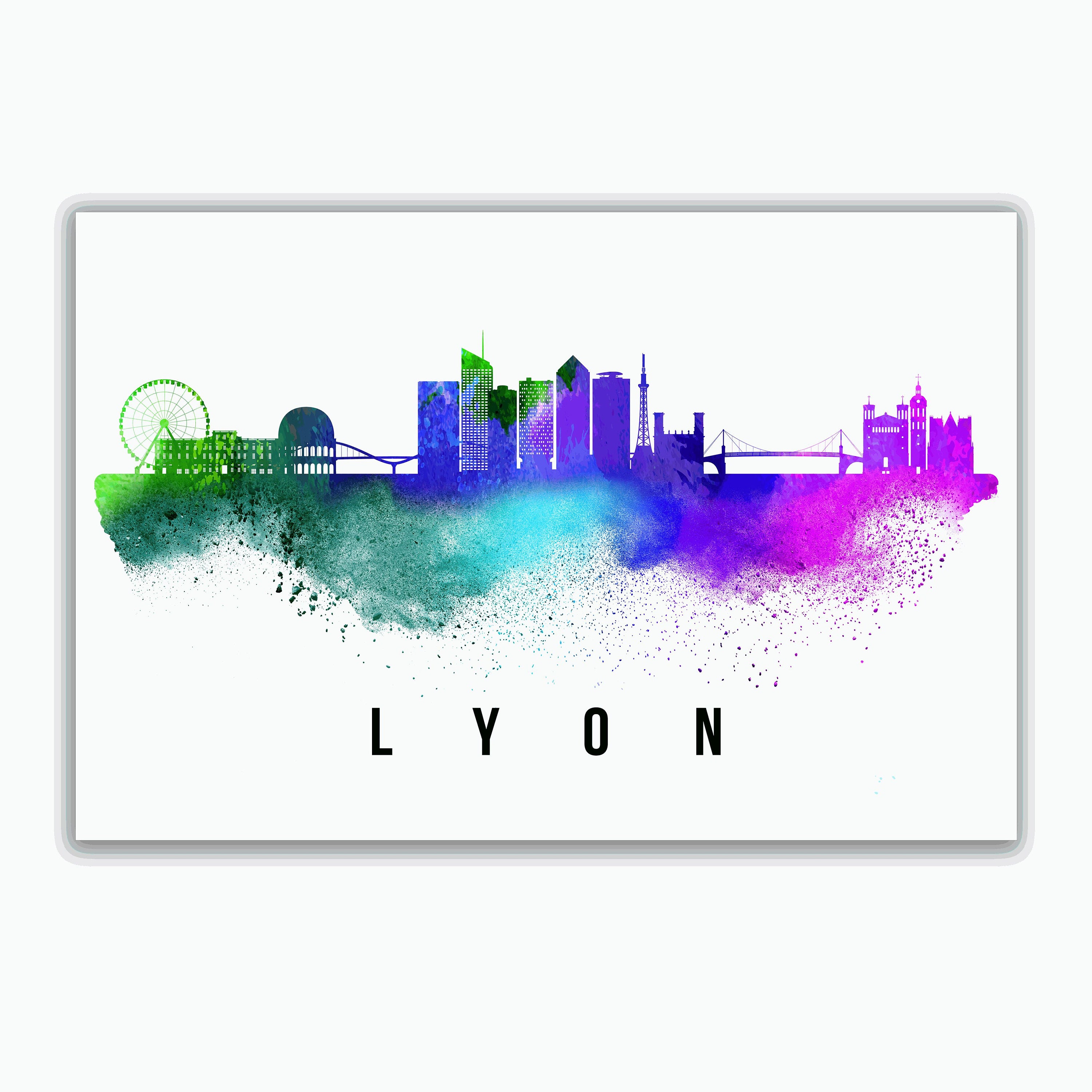 LYON - FRANCE Poster, Skyline Poster Cityscape and Landmark Lyon ...