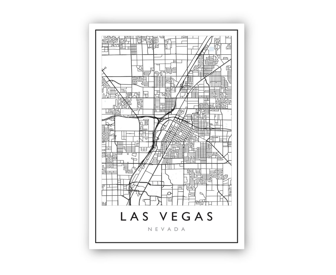 Las Vegas Nevada City Map, Las Vegas Nevada Road Map Poster, City ...