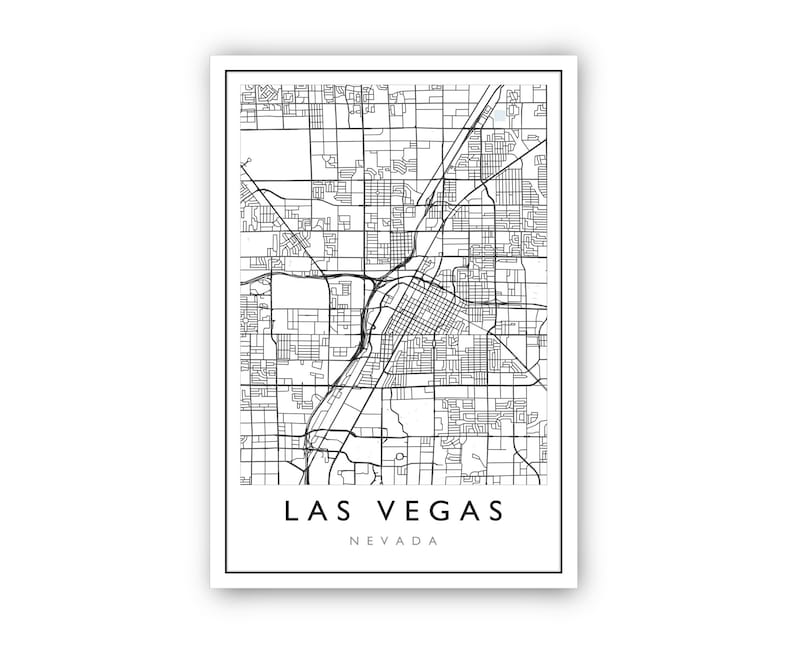 Las Vegas Nevada City Map, Las Vegas Nevada Road Map Poster, City ...