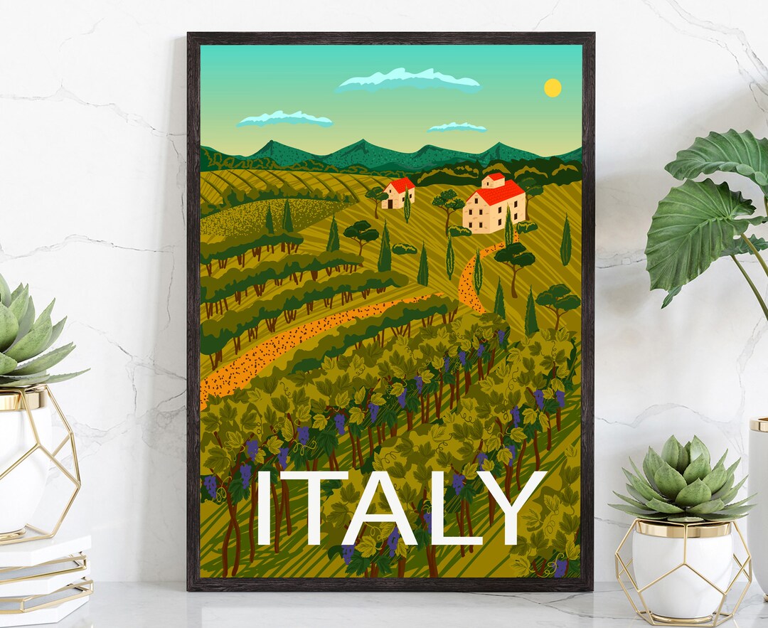 ITALY Retro Travel Poster, Italy Cityscape Poster, Italy Landmark ...