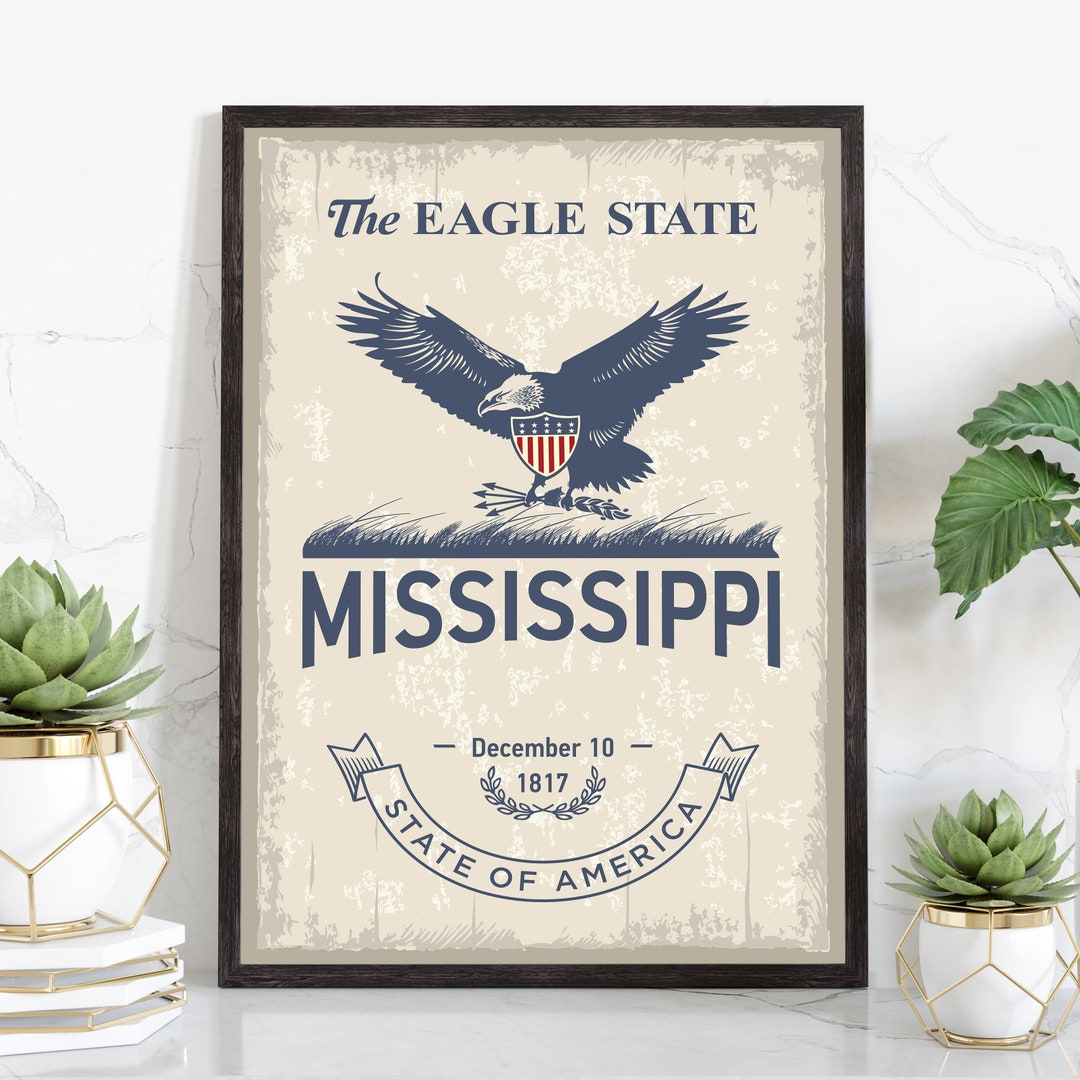 Mississippi State Symbol Poster, Mississippi State Poster Print, State ...