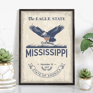 Mississippi State Symbol Poster, Mississippi State Poster Print, State ...