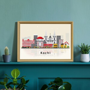 KOCHI INDIA Illustration Skyline Poster, Modern Skyline Cityscape ...