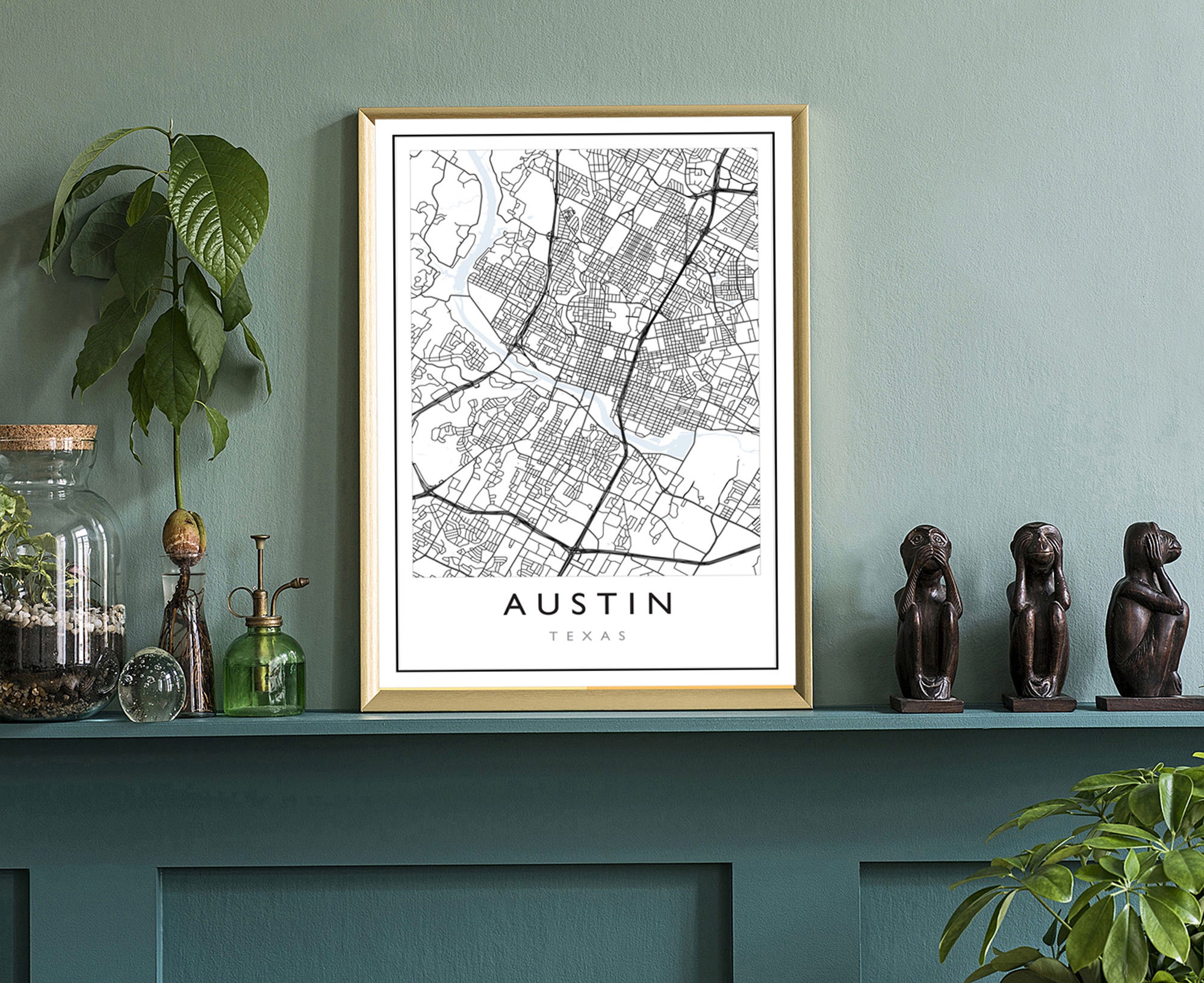 Austin Map Austin City Road Map Poster Austin Texas City | Etsy