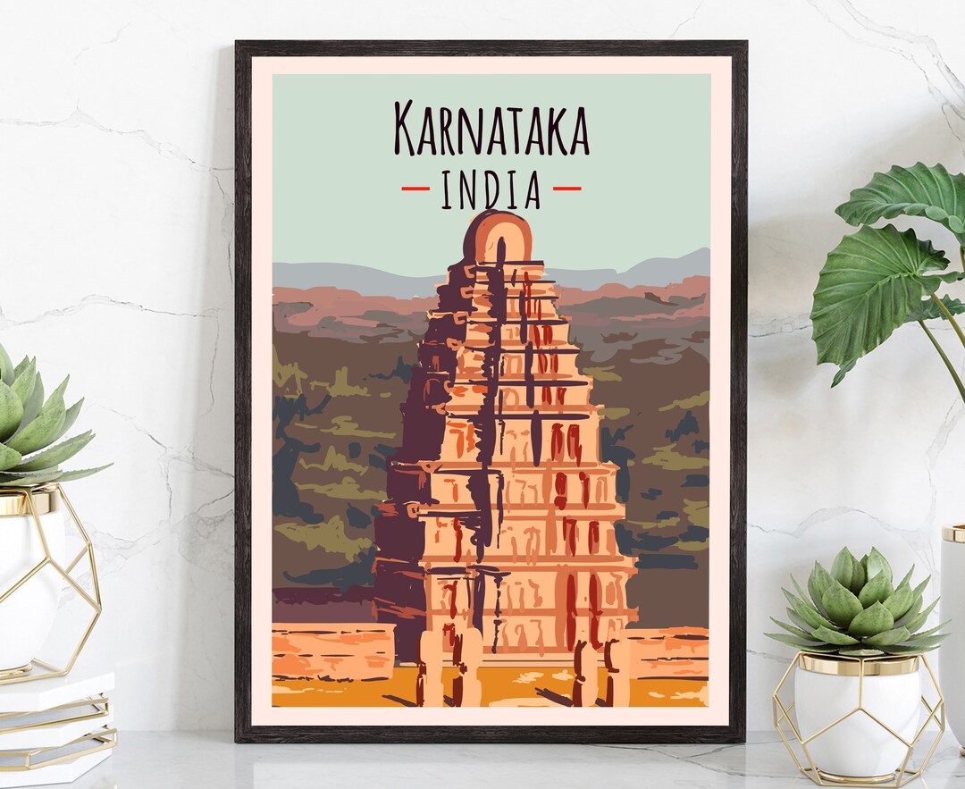 INDIA KARNATA Travel Poster, Karnata Cityscape Poster Artwork, India ...