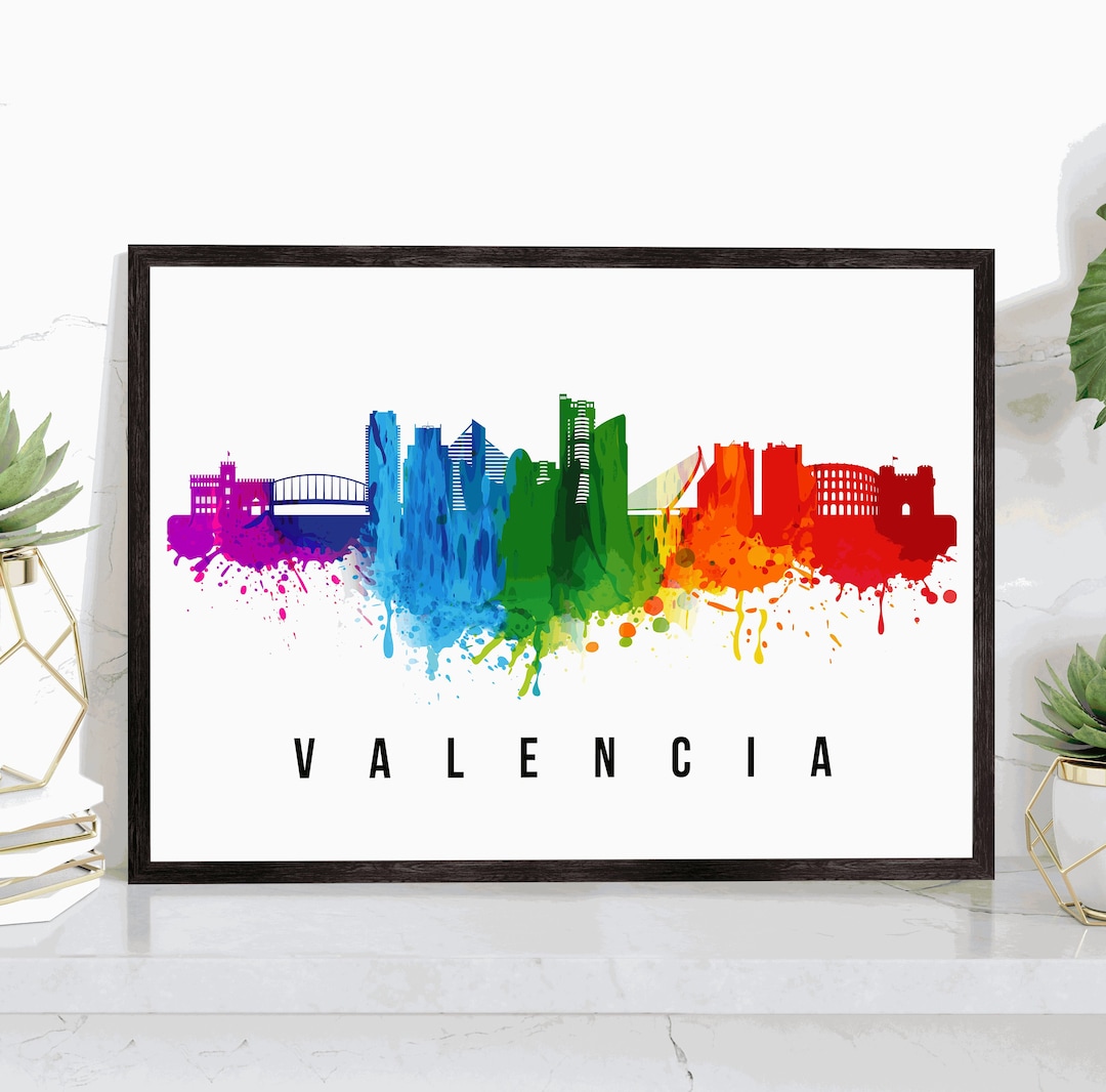 VALENCIA - SPAIN Poster, Skyline Poster Cityscape and Landmark Valencia ...