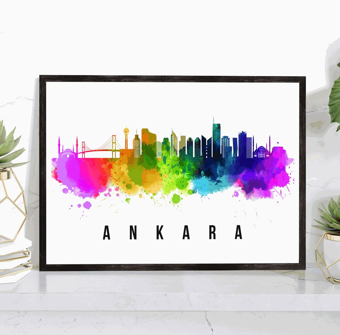 ANKARA - TURKEY Poster, Skyline Poster Cityscape and Landmark Ankara ...